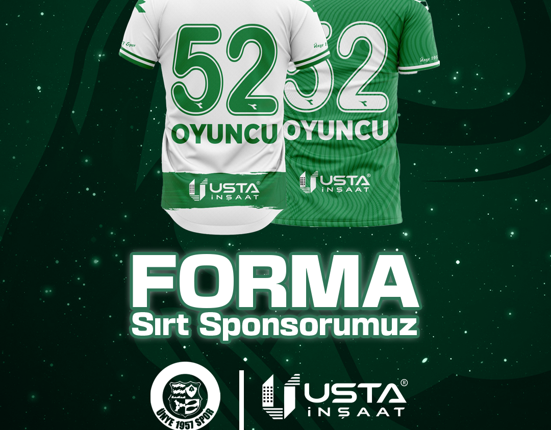 Forma sırt sponsorumuz USTA İNŞAAT Oldu! - ÜNYE 1957 SPORÜNYE 1957 SPOR